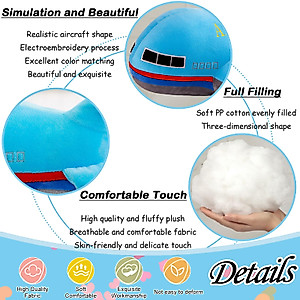 zhidiloveyou 15.7" Airplane Plush Blue Stuffed Plane Toy Aircraft Hug Pillow Gifts for Kids