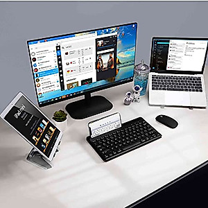 UrbanX Compact Rechargeable Wireless Multi-Device Bluetooth Keyboard and Mouse Combo with Bracket for Microsoft Surface Duo 2 Supports Windows, macOS, Android, PC, Mac, Laptop, Smartphone, Tablet