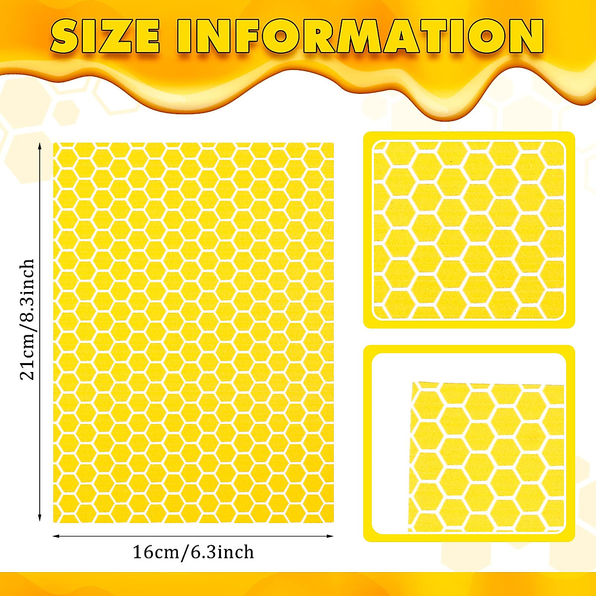 14 Pcs Faux Leather Sheets Summer Fruit Lemon Bee Printed Synthetic Leather Sheet Glitter Faux Leather Fabric Sheet for Earrings Headbands Making, 8.3 x 6.3 Inch(Bee)