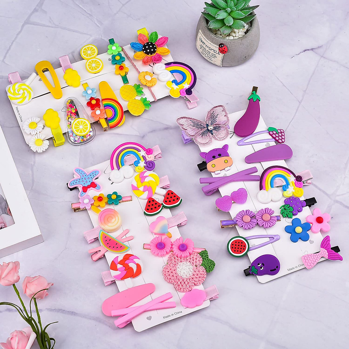 SKYNEO Baby Hair Clips, Pin, Barrettes for Girls, Toddler Girls Accessories, Kids Clips Styling, Flower Rainbow Candy Fruits Butterfly Cute 42 Pieces