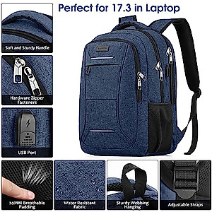 BIKROD Backpack for Men, Large School Backpacks for Teens Water Resistant Travel Back Pack with USB Charging Port, Business Anti Theft Durable Computer Bag Gifts Fits 17.3 Inch Laptop