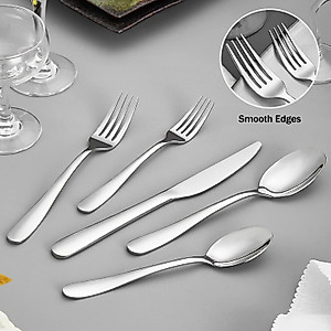 Xingjiake 20 Piece Bright Silver Silverware Set, Kitchen Utensils Set, Silverware Cutlery Flatware Set For 4, Stainless Steel Forks And Spoons Cooking Flatware Serving Set, Dishwasher Safe