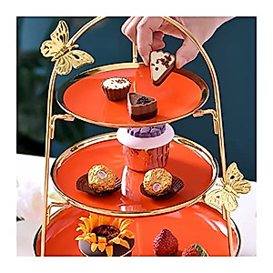Tiered Tray Dessert Table, Commercial Dessert Table, Cake Temporary Cake Display Shelf, Family Living Room, Tea Table, Fruit Tray Display Shelf Tower Tray (Color : E, Size : Three floors)