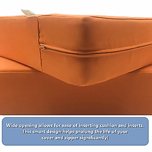 CozyLounge Indoor Outdoor Water Repellent High UV Resistant Patio Chair Cushion Cover (22"x20"x4" (4 Covers), Sunkissed Orange)