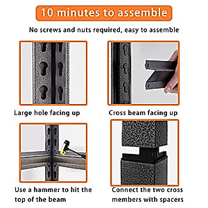 Leariso 5-Tier Garage Shelving Heavy Duty, Adjustable Garage Storage Shelves, Metal Shelves for Storage, Utility Shelf Rack for Warehouse Basemen Pantry Kitchen, 31.5" W x 15.7" D x 63" H…