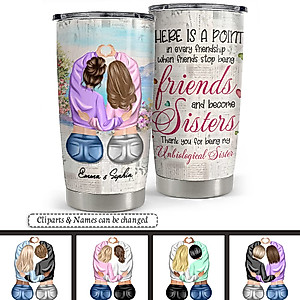 SANDJEST Personalized Best Friend Tumbler Unbiological Sister 20oz 30oz Tumblers with Lid Gift for Sister Best Friends Woman Girl Friendship Soul Sister Christmas Birthday