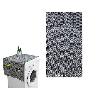 Pastlla 79 × 23 Inch Anti-slip Dustproof Washer and Dryer Top Covers Washing Machine Cover Washer Top Protector with 6 Storage Pocket - Dark Blue