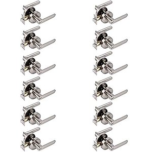 Knobonly Keyed Alike/Combo Keys Entry Door Knobs Lock Set, Modern Heavy Duty Front/Commercial Door Handleset, Satin Nickel Stainless Steel Doorknob Handle 12 Pack