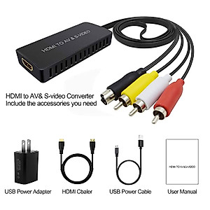 Dingsun HDMI to SVideo Converter HDMI to Audio Video Converter HDMI to RCA Adapter with Svideo Cable Support 720P/1080p for PC Laptop Xbox PS3 TV STB VHS VCR Blue-Ray DVD