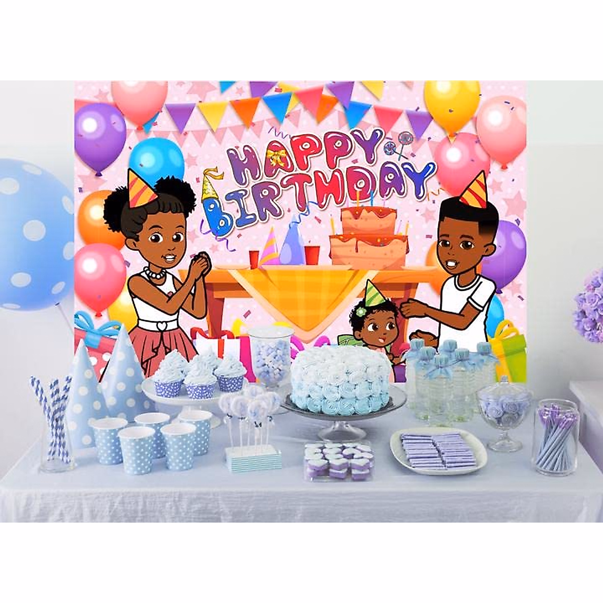 Gracies Corner Decorations Backdrop, 5x3 Ft Cartoon Gracies Happy Birthday Party Banner for 1st 2nd Birthday Music Gracies Theme Photography Background for Kids Adult Birthday Party Supplies