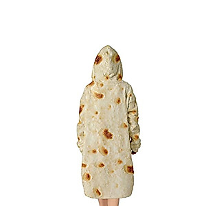 Geduazga Burrito Women Oversized Blanket Hoodie Adult Long Soft Wearable Blanket Hoodie Flannel Giant Blanket Sweatshirt Hoodie,Pockets Pullover Homewear for Teens L