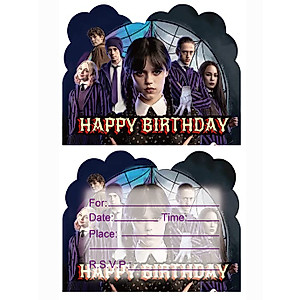 LOVSTAY 20pcs wednesday addams Birthday Invitations,wednesday addams Party Invitations Birthday Party Supplies Decoration (20)