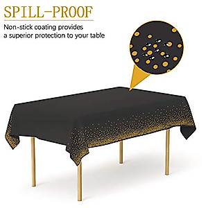 24 Guests Black and Gold Party Supplies Disposable Party Plates Tableware Cups Napkins Straws Table Cloth for 18th 50th 70th Birthday Party 1920s Cocktail Halloween Plates Gold Dot Black Paper Plates