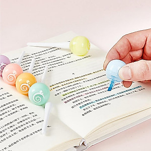 EXCEART Highlighters 6Pcs Cute Mini Highlighter Pen lollipop shaped Pastel Color Chisel Tip Gift Highlighter Marker Fine Point Tips for Art Posters Painting Bookmarks