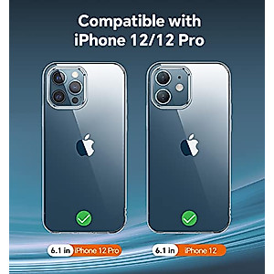 Elando for iPhone 12 Phone Case/iPhone 12 Pro Phone Case, Anti-Yellowing Clear Phone Case, Super Slim Phone Case (0.39" Added) - Crystal Clear