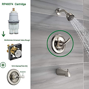 RP46074 Shower Valve Cartridge Repair Assembly for Delta 13/14 Series Faucet - Compatible With Monitor Single-Handle Universal Valve Replacement Kit for Tub