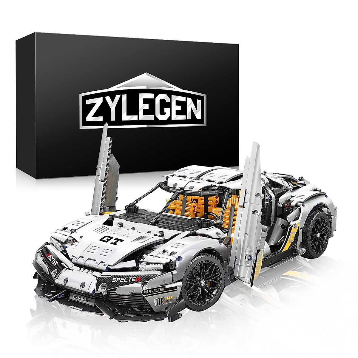 ZYLEGEN Race Car Building Toy Set,Collectible Model Building Set and Sport Car,Supercar Building Kit for Boys, Girls, and TeensGift for Motorsport Fans (White)