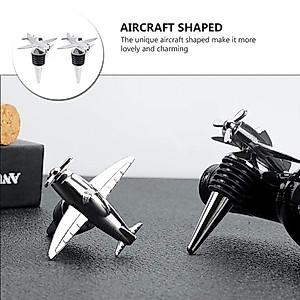 Yardwe 2pcs Wine Bottle Stopper Wine Champagne Preservation Plug Aircraft Style Beer Wine Spout Saver Beverage Bottle Seal Cork