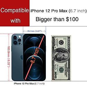 JLFCH for iPhone 12 Pro Max Wallet Case with Crossbody Chain Wrist Strap Card Holder Zipper Purse Compatible with Apple iPhone 12 Pro Max 6.7 inch - Black