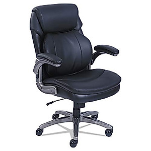 SertaPedic Cosset Mid-Back Executive Chair, Supports Up to 275 Lb, 18.5" to 21.5" Seat Height, Black Seat/Back, Slate Base