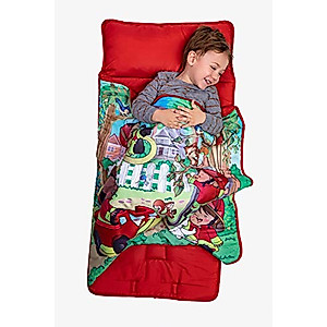 Baby Titi - Toddler Nap Mat with Removable Pillow, Carrying Handle and Strap Closure, Rollup Design, Soft Microfiber for Preschool, Daycare, Travel Sleeping Bag - Ages 2-4 Years (Firefighters)