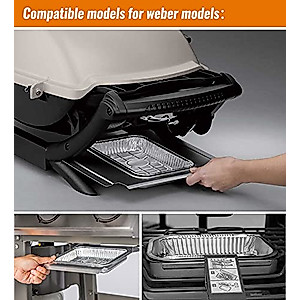 NUPICK 30 Pack 6415 Drip Pans Compatible for Weber Spirit Series, Genesis Series, Q Series Grills, Disposable Aluminum Foil Grease Trays, 8.5" x 6"