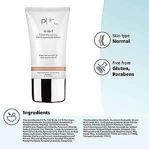 PÜR 4-in-1 Tinted Moisturizer With SPF 20 - Hydrating Face Moisturizer, Primer, & Foundation With Shea Butter, Aloe Vera & Vitamin B3 - Vegan Friendly - Free of Paraben, Gluten & BPA - Bone