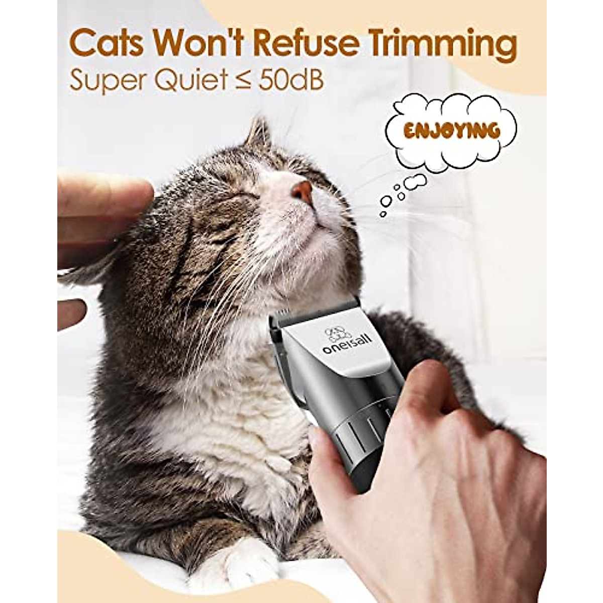 oneisall Cat Hair Trimmer,Quiet Cat Clippers for Matted Hair,Cordless Cat Grooming Kit with Comb,3 Speed Cat Shavers for Matted Long Hair