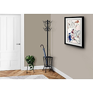 Monarch Specialties 2060, Hall Tree, Free Standing, 8 Hooks, Entryway, 71" H, Umbrella Holder, Bedroom, Metal, Black, Transitional Coat Rack