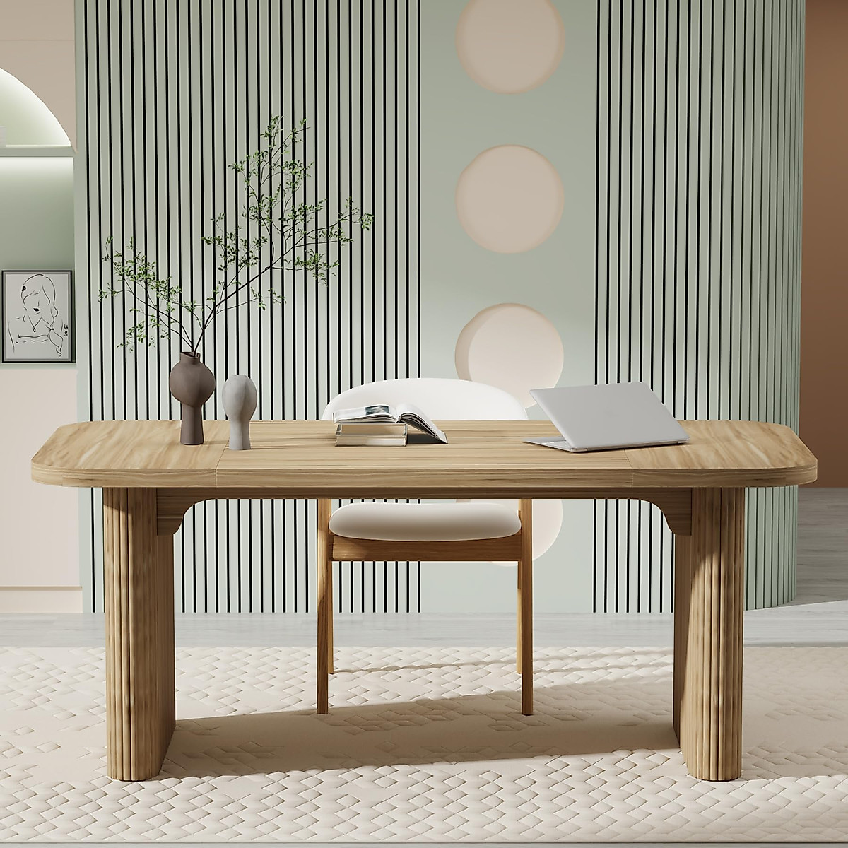 Tribesigns 62" Executive Desk, Large Office Computer Desk with Double Pedestal, Modern Simple Style Rectangle Writing Table for Home Office (Natural)