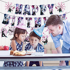 Spider Girl Party Supplies Spider Gwen Happy Birthday Banner Hanging Swirls for Ghost Spider Birthday Decorations