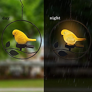 BWWNBY Hanging Solar Lights Outdoor Garden Bird LED Lights Solar Garden Lights Garden Lighting Decoration, Iron Art Chandelier Simulation Animal Lamp(Bird)