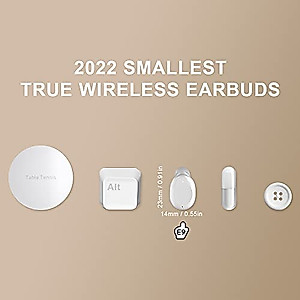 ABRAMTEK Mini Wireless Earbuds for Small Ears, E9 Tiny in-Ear Bluetooth Headphones, ENC Noise Cancelling, Touch Control, USB-C Charging Case, IPX7 Waterproof (White)
