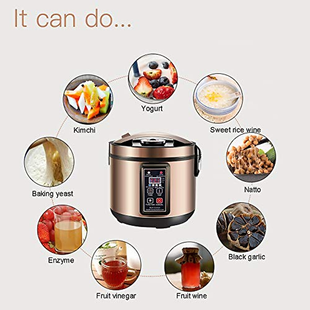 MLGB 6L Black Garlic Fermenter, Kimchi machine,Sweet Rice Wine Maker Full Automatic,Natto Maker,Yogurt Pot, FCC UL Listed