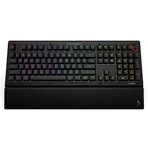 Das Keyboard X50Q Programmable RGB Mechanical Keyboard for Work & Gaming, Soft Tactile Mechanical Switches, Pre-Built Q Applets, Palm Rest, Volume Knob, Aluminum Top (104 Keys, Black)