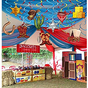 TMCCE Wild West Cowboy Western Hanging Swirls Foil Western Party Decoration Western Cowboy Theme Party Photography Backdrop Supplies 44Ct