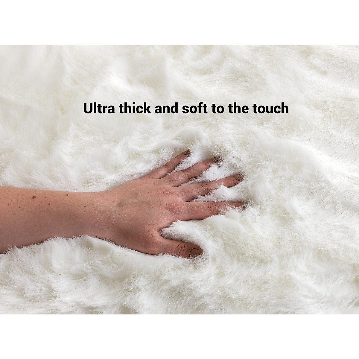 Chesserfeld Luxury Faux Fur Sheepskin Area Rug for Bedroom, Black, 4 x 6 with Thick Pile