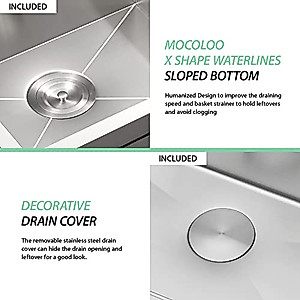 Mocoloo Stainless Steel Drop In Kitchen Sinks 28 x 22 Inch Single Bowl Kitchen Sink Ledge Workstation Topmount 16 Gauge All In One 10" Deep Sinks