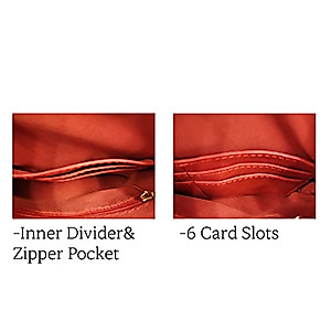 Wristlet Cellphone Purse, Lightweight Wallet for Women, Vegan Leather Clutch with Ring by Calin Collection (Red_Quilted)