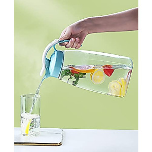 Frcctre 2 Pack Plastic Water Pitcher with Lid, 74 Oz Clear Airtight Beverage Pitcher Juice Container Water Carafe Fridge Jug for Juice, Coffee, Iced Tea, Lemonade, Heat Resistant & Shatter-proof
