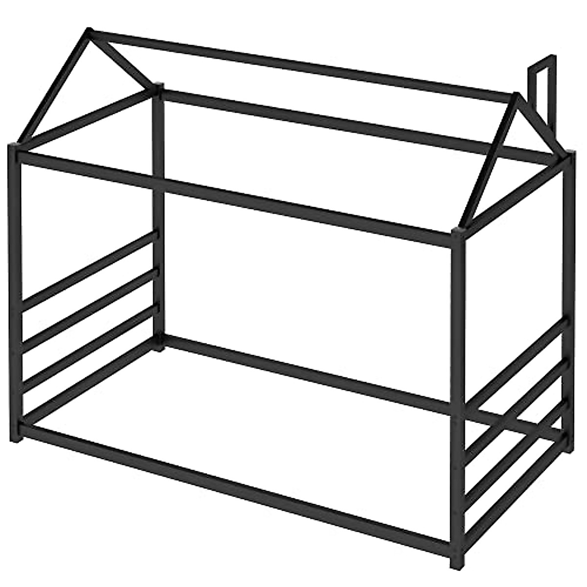 Tidyard House Platform Bed with Roof and Chimney Design,Black Platform Bed Frame, Mattress Foundation Easy Assembly, No Box Spring Needed for Dorm, Bedroom, Guest Room