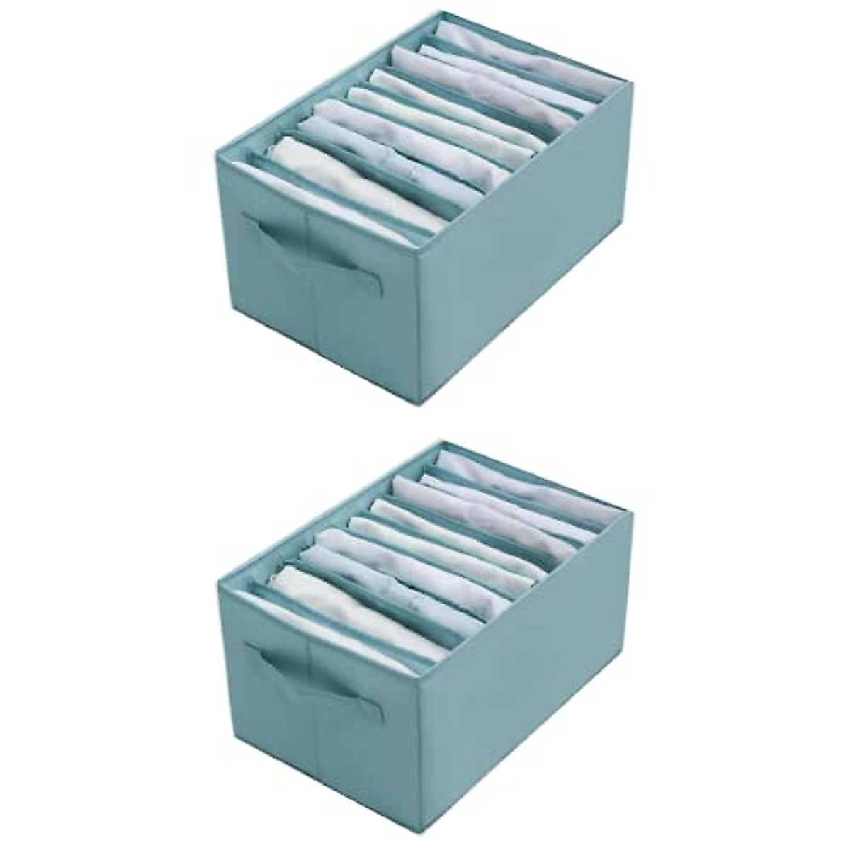 Wardrobe Clothes Organizer Foldable Jeans Drawer Organizer, Closet Organizers and Storage Box, Clothes Organizer for Folded Clothes, Jeans, Sweater, T-shirts (9 Grids, Blue，2Pack)
