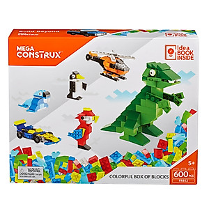 Mattel Mega Construx Colorful Box of Blocks 600Piece Brick Building Set