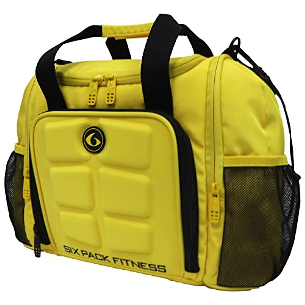 6 Pack Bags Innovator Mini Meal Prep Lunch Bag with 4 BPA-Free, Reusable, Microwavable, Freezer Safe, Portion-Controlled Containers, Pill Organizer, Lunch Box with Storage Pockets - (Yellow/Black)