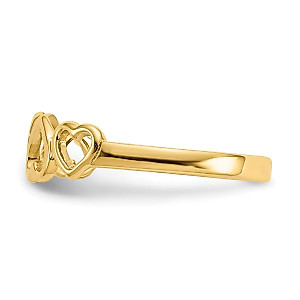 IceCarats 14K Yellow Gold Heart Ring Love Band Size 7.00