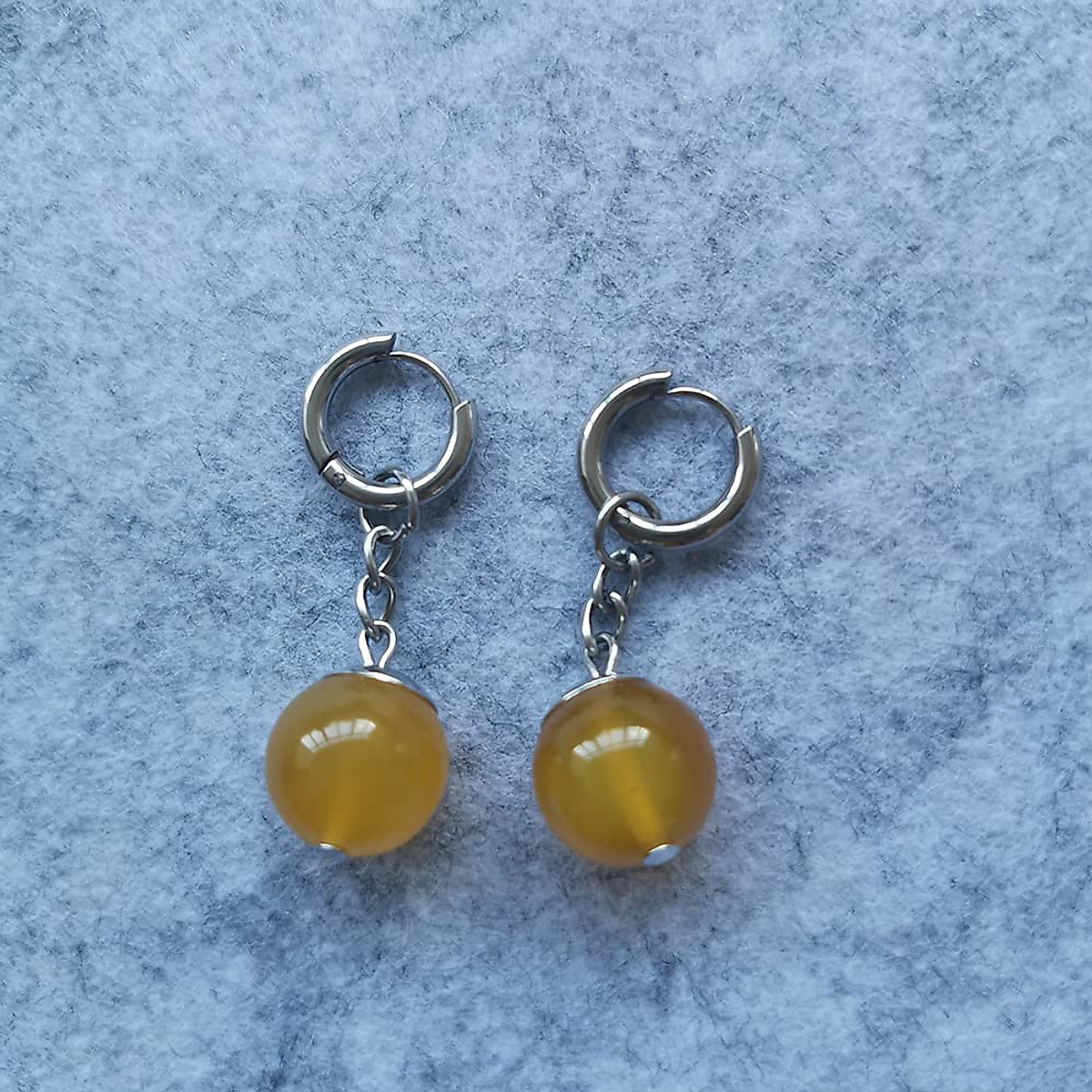 1 Pair of Anime Cartoon Vegetto Potara Ball Black Son Goku Zamasu Cos Stainless Steel Earrings Ear Clip Cuff (Pair pierced yellow)