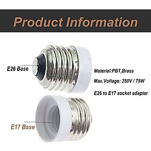TWDRTDD FINELED 3PACK E26 E27 to E17 Socket Adapter,Medium Screw to Intermediate base E17 Light Bulb Socket Adapter Converter Reducer (3PACK)