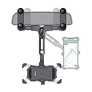 Lonbor Phone Mount for Car【Big Rear Mirrors Friendly】 Rear View Mirror Phone Holder,【2023 Upgraded 4 Clip More Stable】 360 Rotatable and Retractable Car Phone Holder Fit All Mobiles & Vehicles