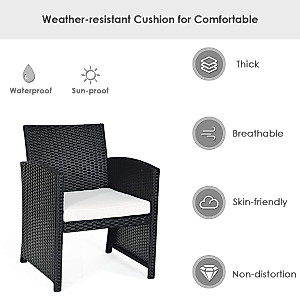Tangkula Patio Wicker Conversation Furniture Set, Patiojoy Sofa & Table Set w/4 Seats, Outdoor Rattan Sofa Set for Balcony Backyard, Wicker Chair Set with Tempered Glass Coffee Table (1, White)