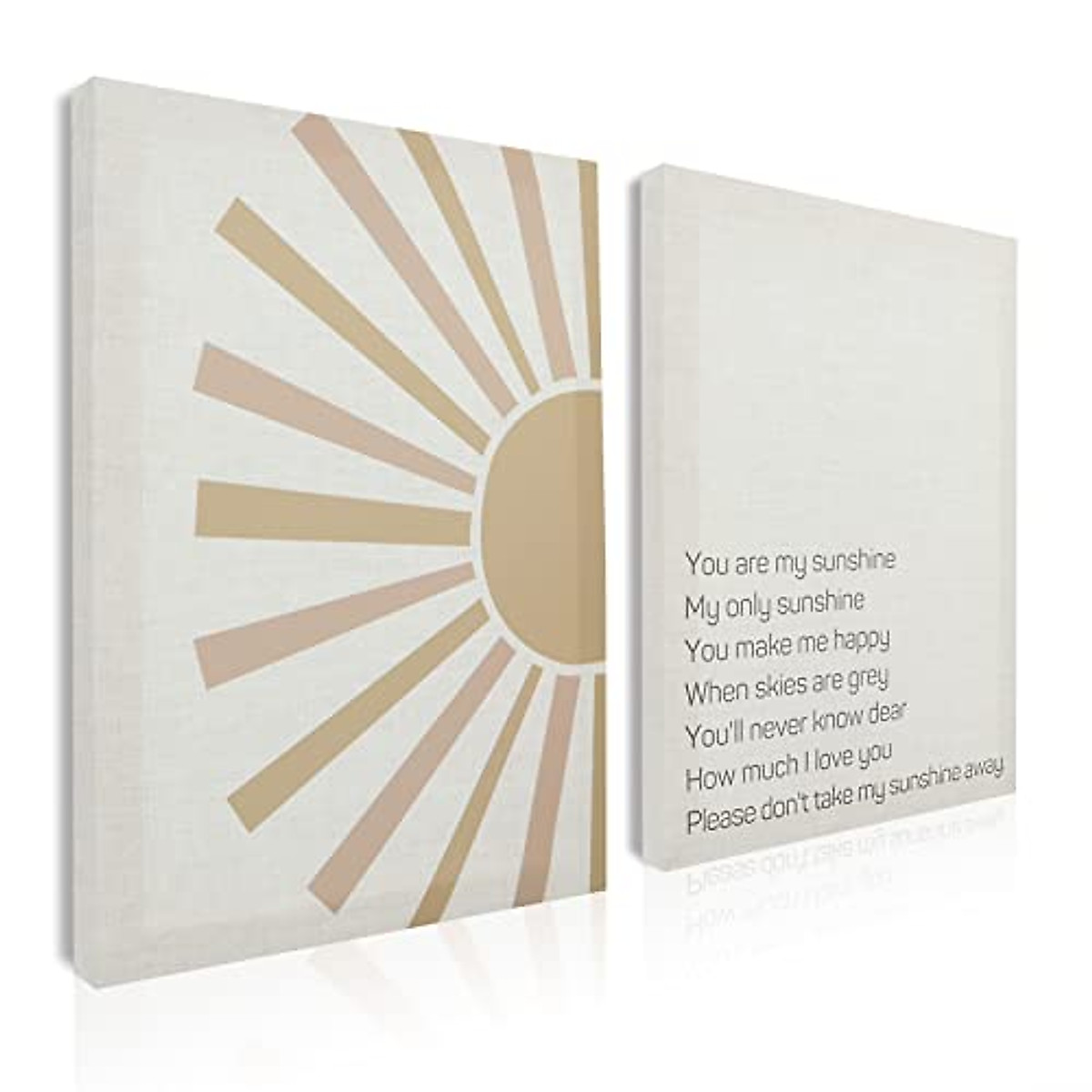 Anyzal Boho Sun Canvas Wall Art, Modern Bohemia Sunset Sunrise Wall Art Canvas Prints Ready to Hang, Geometric Sunshine Wall Decor for Living Room, Bedroom (11.8" W x 15.7" H x 2 PCS)